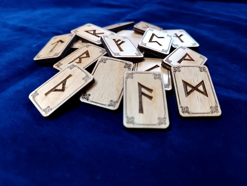 Wooden Norse Runes Set Elder Futhark With Velvet Pouch - Etsy