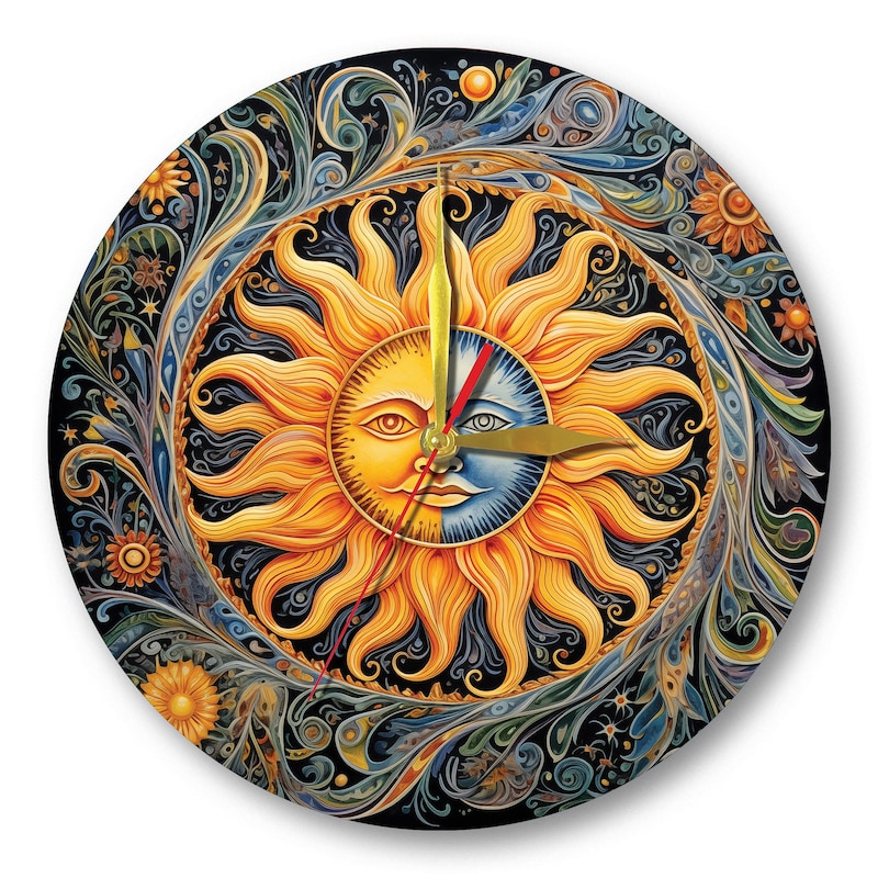 Sun Wall Clock - Etsy