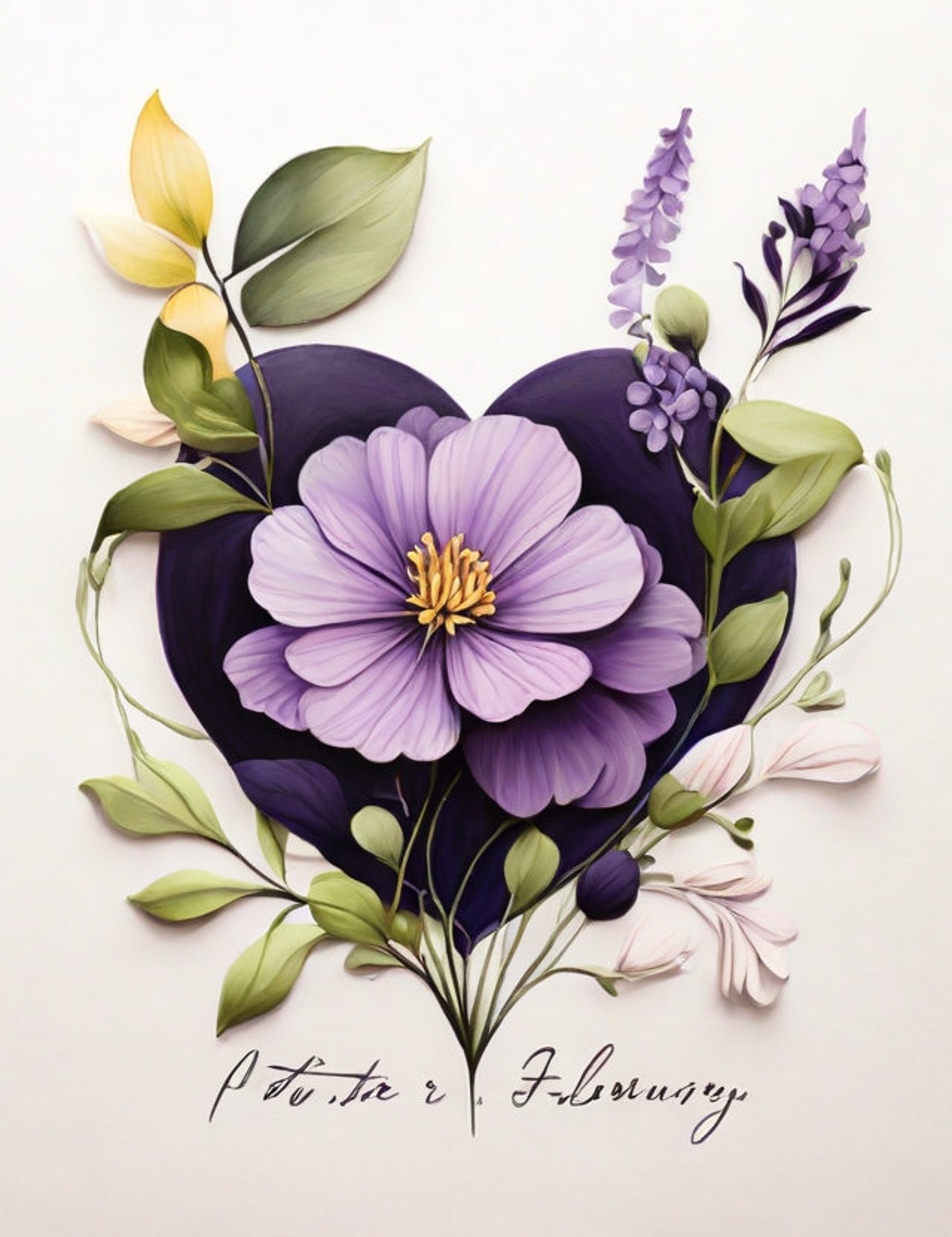 February Birth Flower Print, Digital File, Violet, Gift, Unframed ...