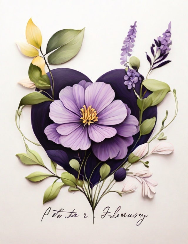 February Birth Flower Print, Digital File, Violet, Gift, Unframed ...