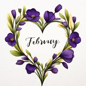 February Birth Flower Print, Digital File, Violet, Gift, Unframed ...