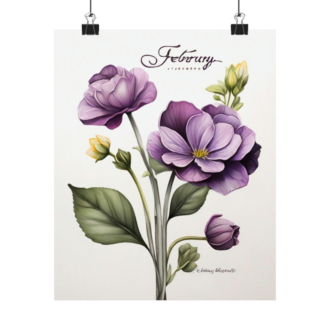 Sweet February Violet Birth Flower Poster, Unframed - Etsy