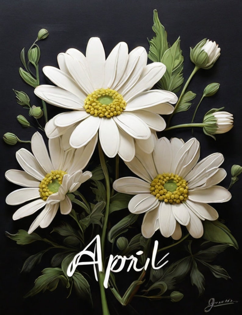 Charming April Birth Flower Daisy Print - Etsy