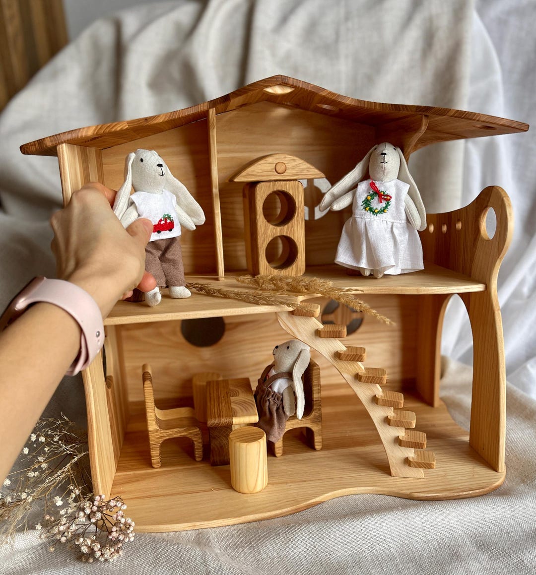 Waldorf Wooden Dollhouse, Dollhouse Furniture, Pretend Play, Wooden ...