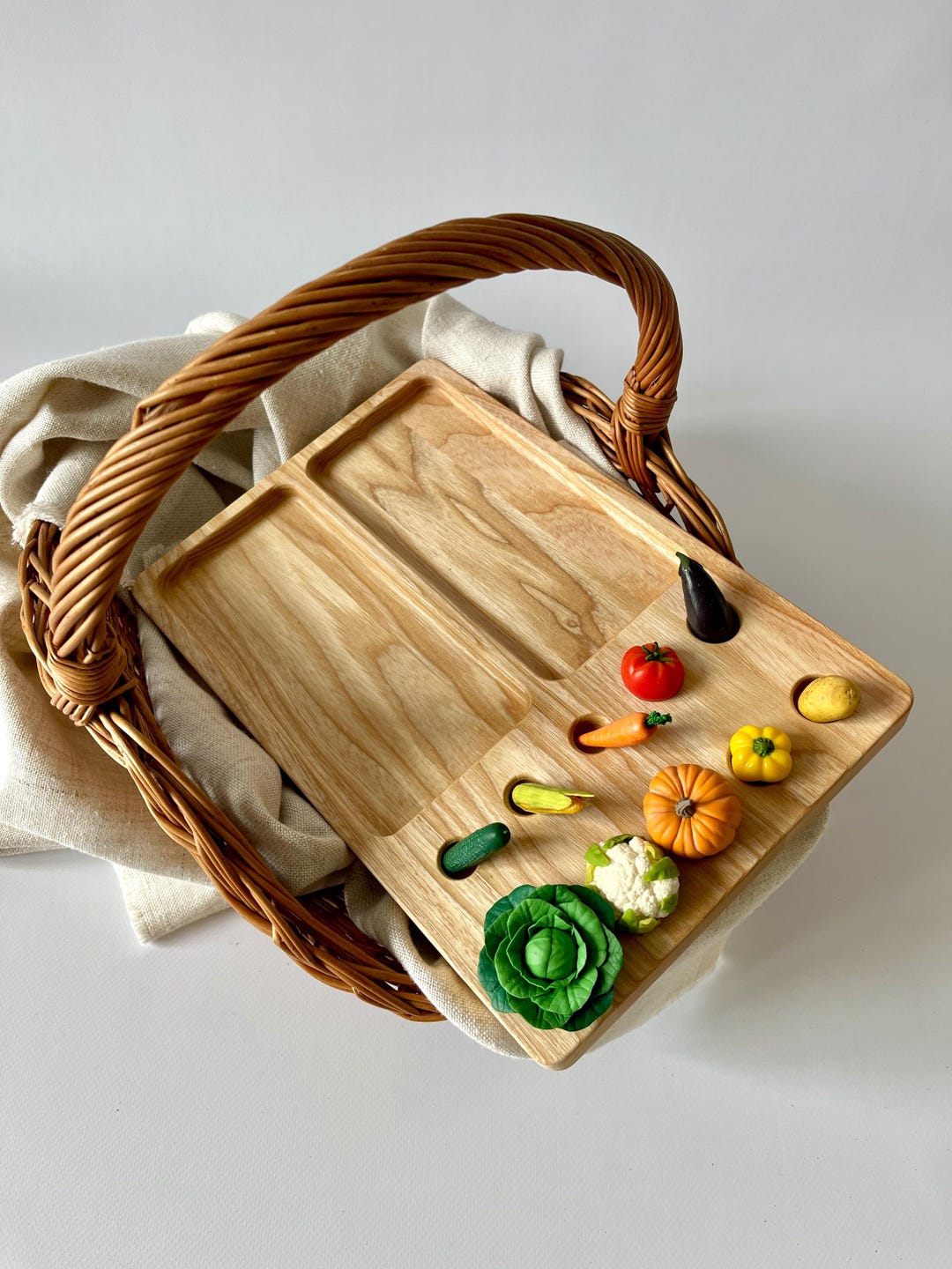 Wooden Garden Toy Set With Fruits, Montessori Sensory Toy, Waldorf ...