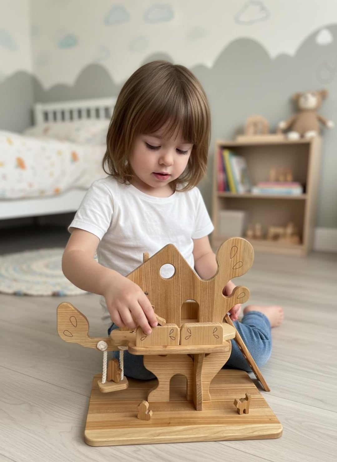 Handcrafted Wooden Treehouse Playset for Imaginative Play - Includes ...
