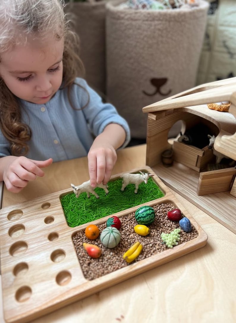 Wooden Vegetable Sorting Tray – Montessori Fine Motor Sensory Board - Etsy