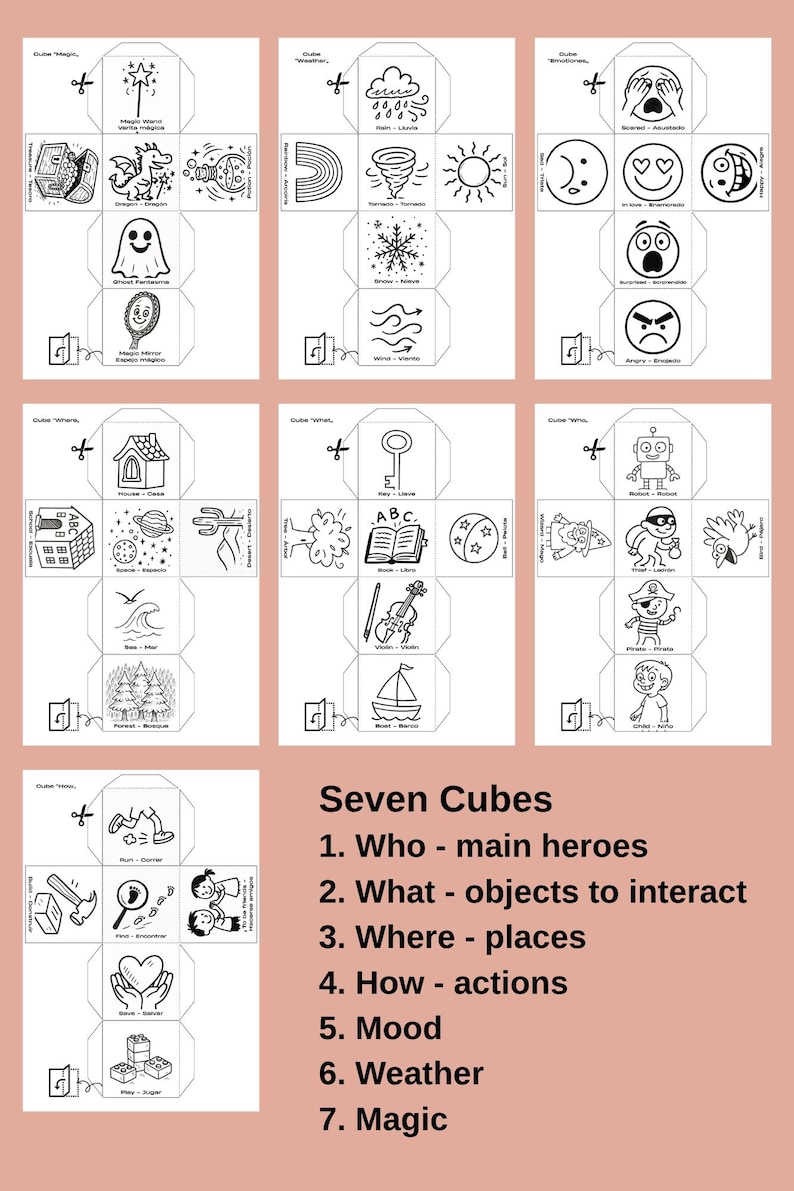 Printable 7 Story Cubes – DIY Dice Game for Kids Language and Fantasy ...