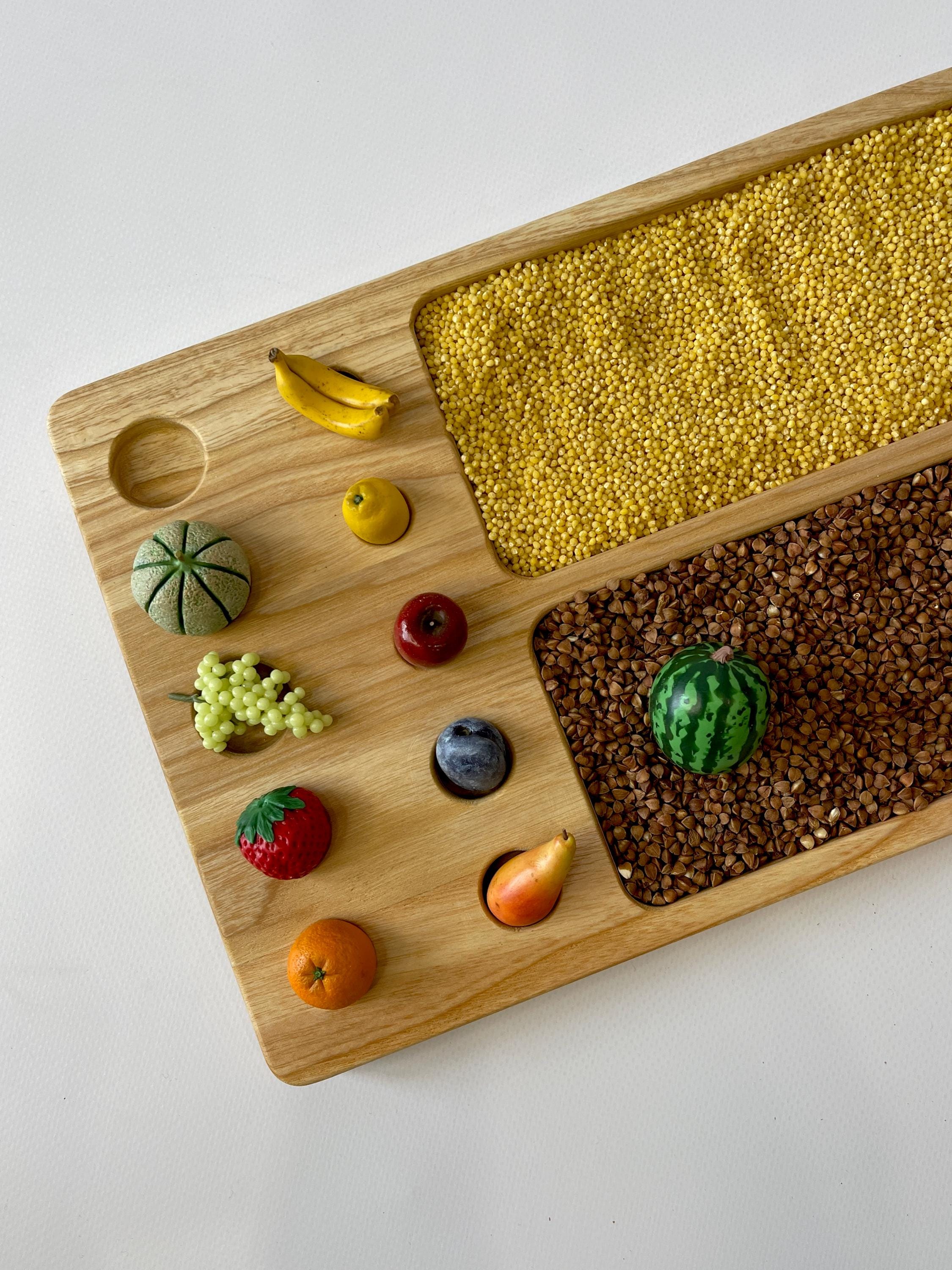 Wooden Fruit Sorting Tray, Montessori Sensory Board, Waldorf-inspired ...