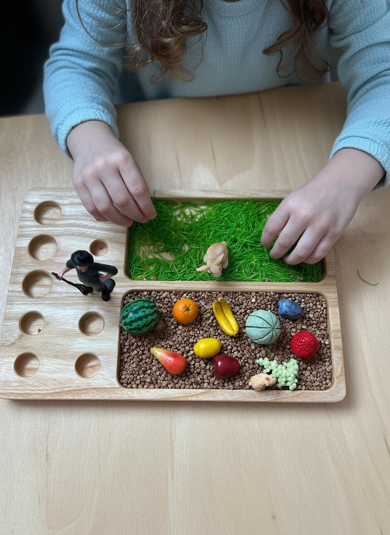 Wooden Vegetable Sorting Tray – Montessori Fine Motor Sensory Board - Etsy