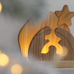 Christmas Nativity Scene, Catholic Night Light, Wooden Nativity Sets ...
