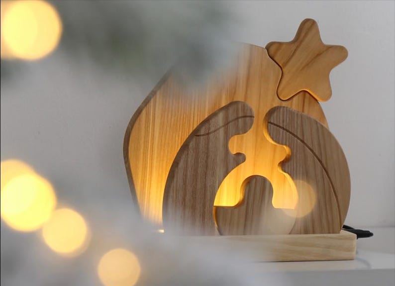 Christmas Nativity Scene, Catholic Night Light, Wooden Nativity Sets ...