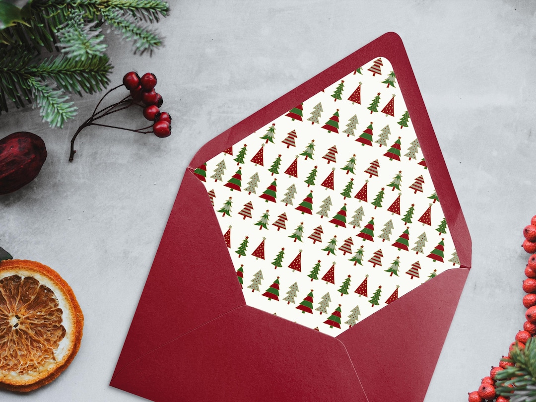 Printable Christmas Tree Envelope Liner – Digital Download, DIY Holiday ...