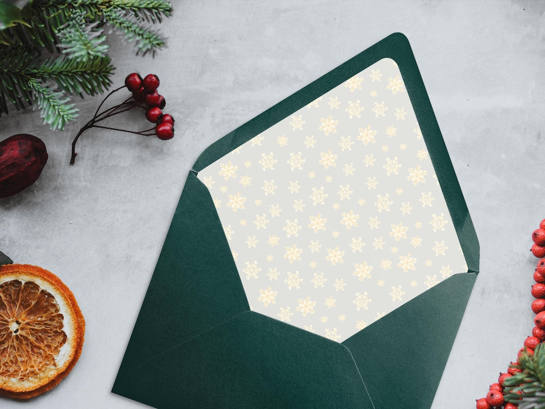 Snowflake Envelope Liners DIY Christmas Card Stationery, Elegant ...