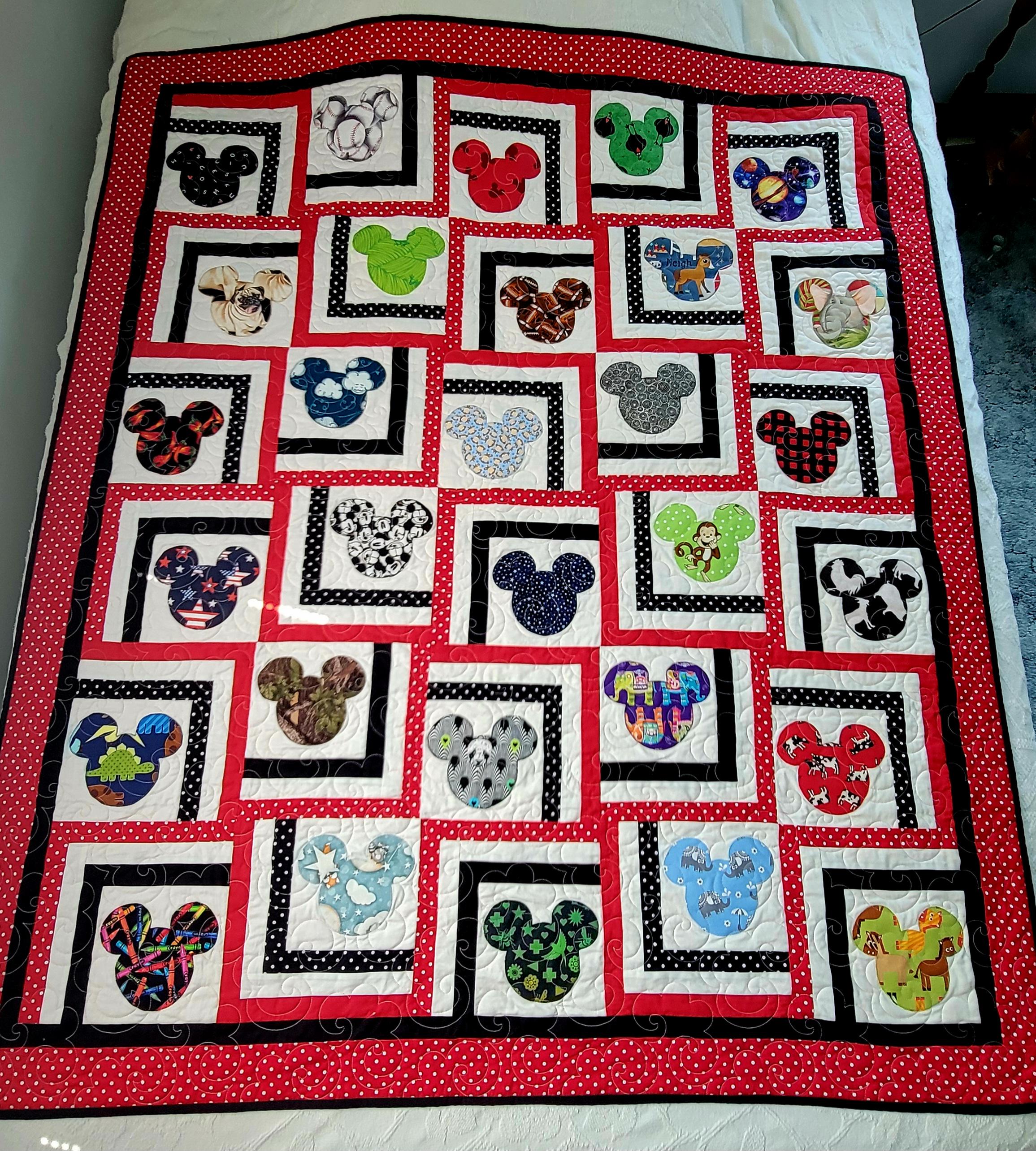 Colorful Fun Mouse Ears Themed Lap or Child or Baby Quilt With Soft ...