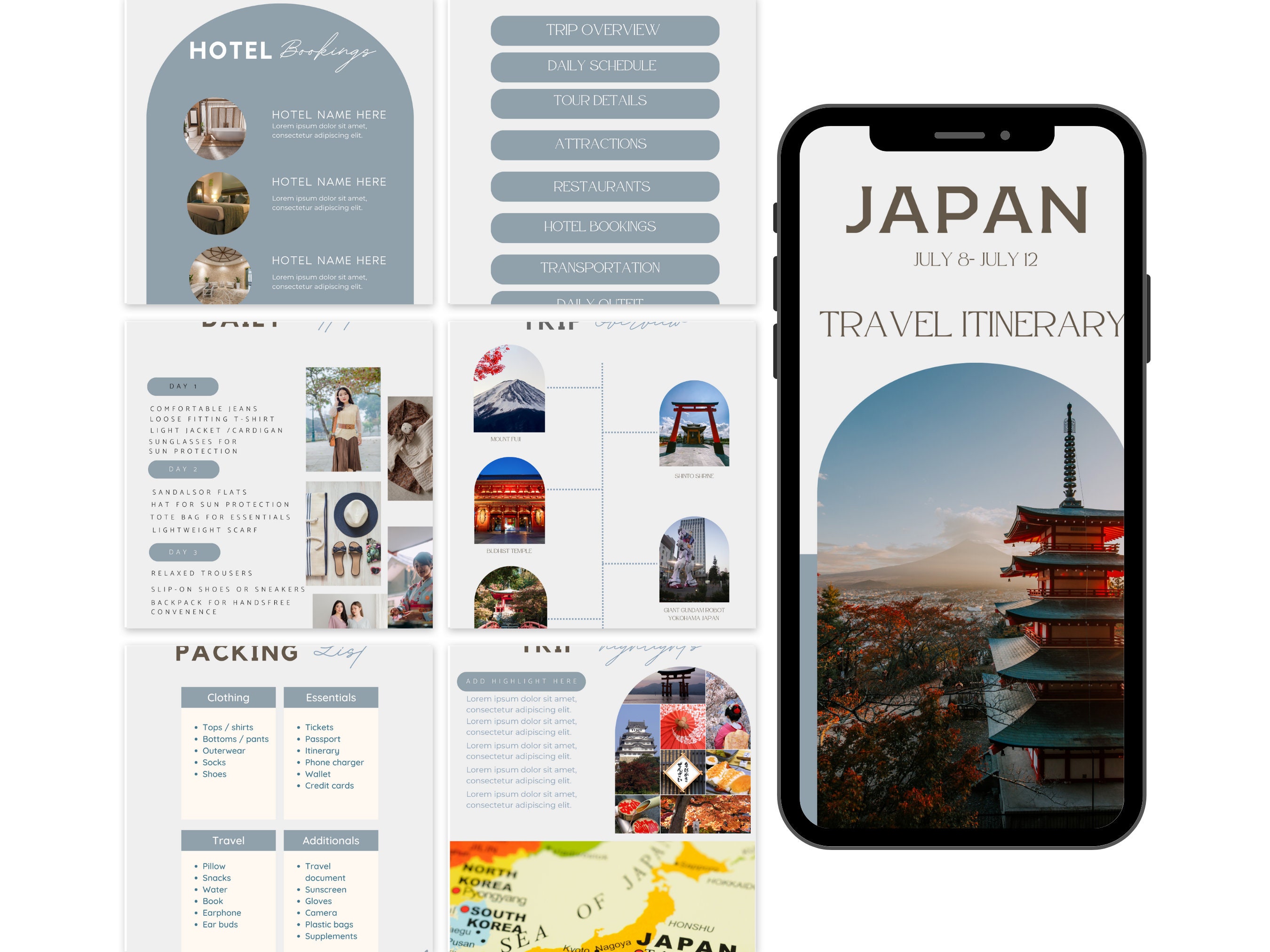 Japan Editable Travel Itinerary Template, Trip Itinerary, Printable ...