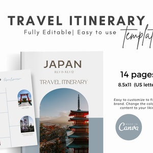 Japan Editable Travel Itinerary Template, Trip Itinerary, Printable ...