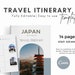 Japan Editable Travel Itinerary Template, Trip Itinerary, Printable ...