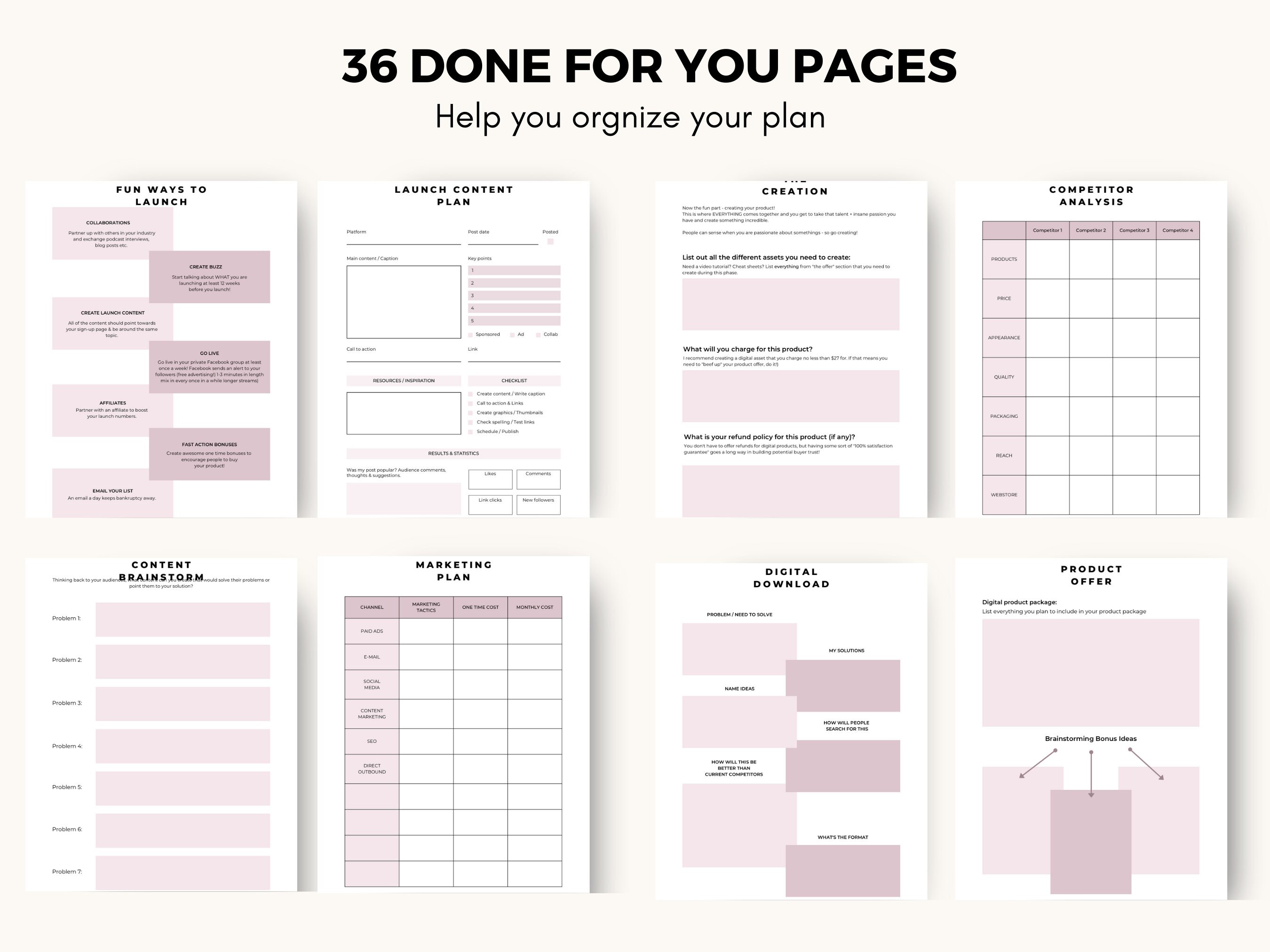 Printable Digital Product Planner Template, Done for You Digital ...
