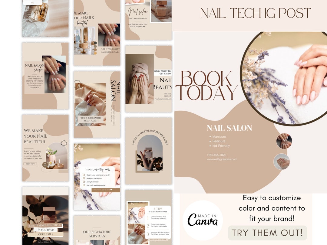 Nail Tech Instagram Post Template, Estheticians Instagram Template ...