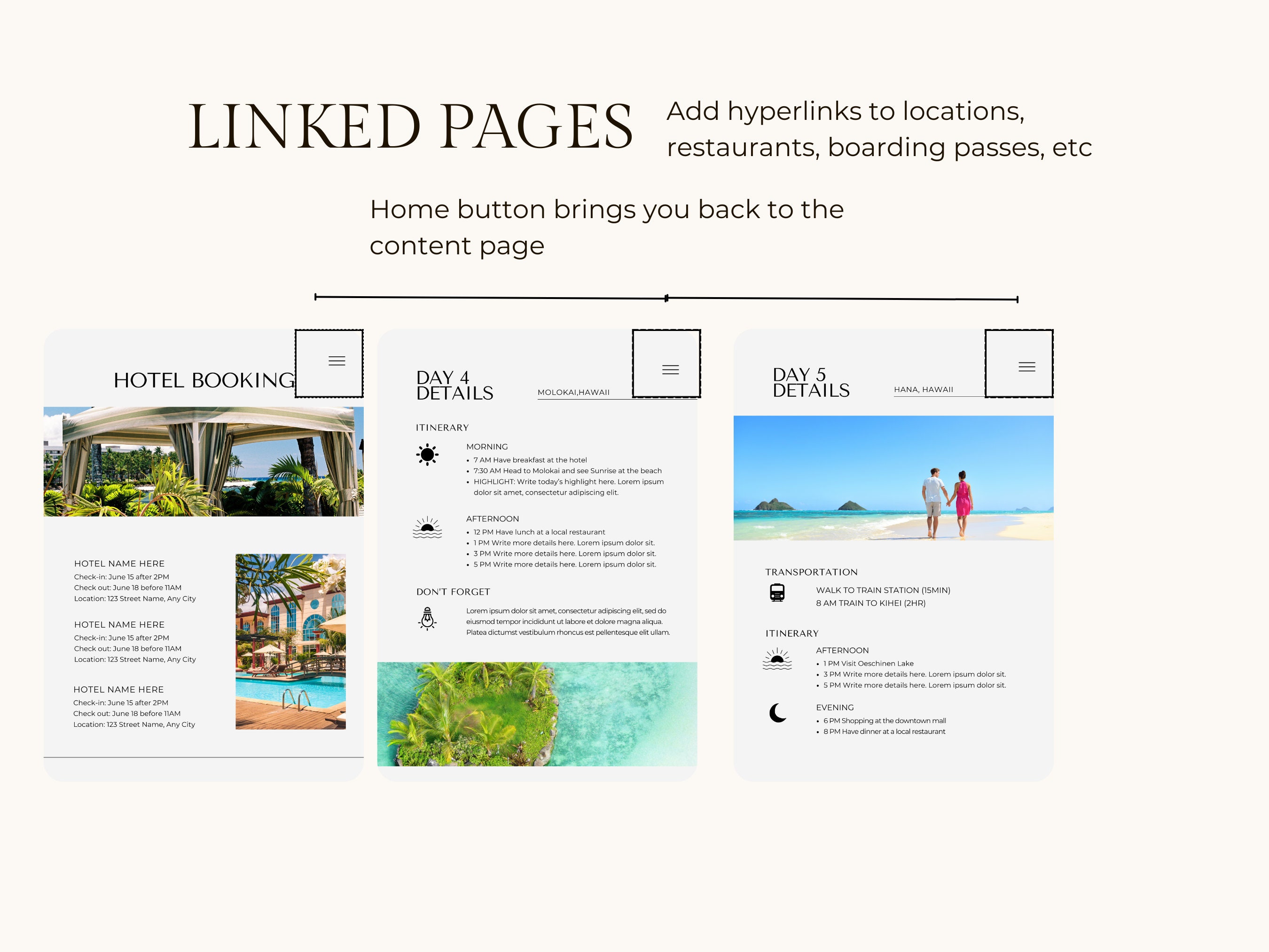 Hawaii Travel Itinerary Template, Editable Vacation Planner (digital ...