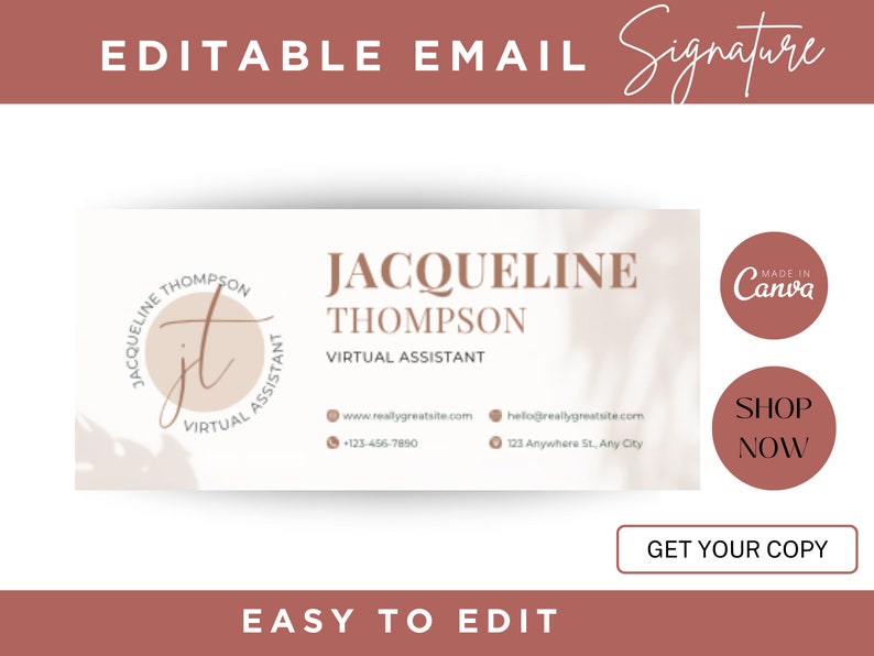 Virtual Assistant Email Signature Template, Gmail, Professional ...