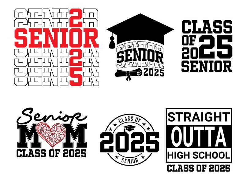 Senior 2025 SVG Bundle for Cricut, Graduation Cap PNG, Class of 2025 ...