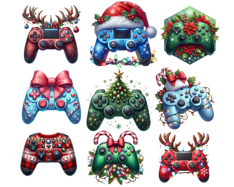 Christmas Game Controller PNG, Game Controller Png Bundle, Kids Game ...