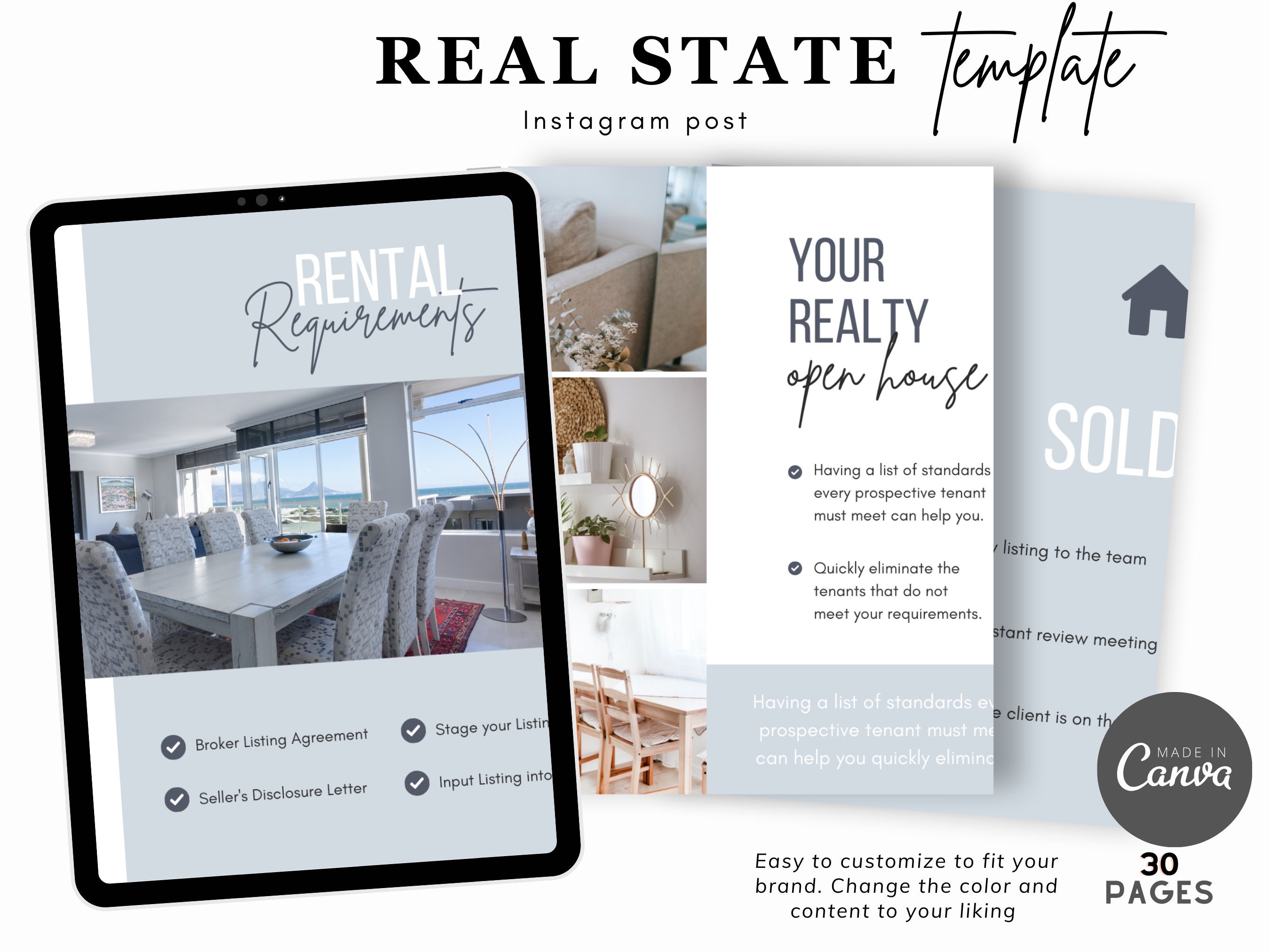 Aesthetic Real Estate Instagram Templates, Real Estate Templates, Real ...