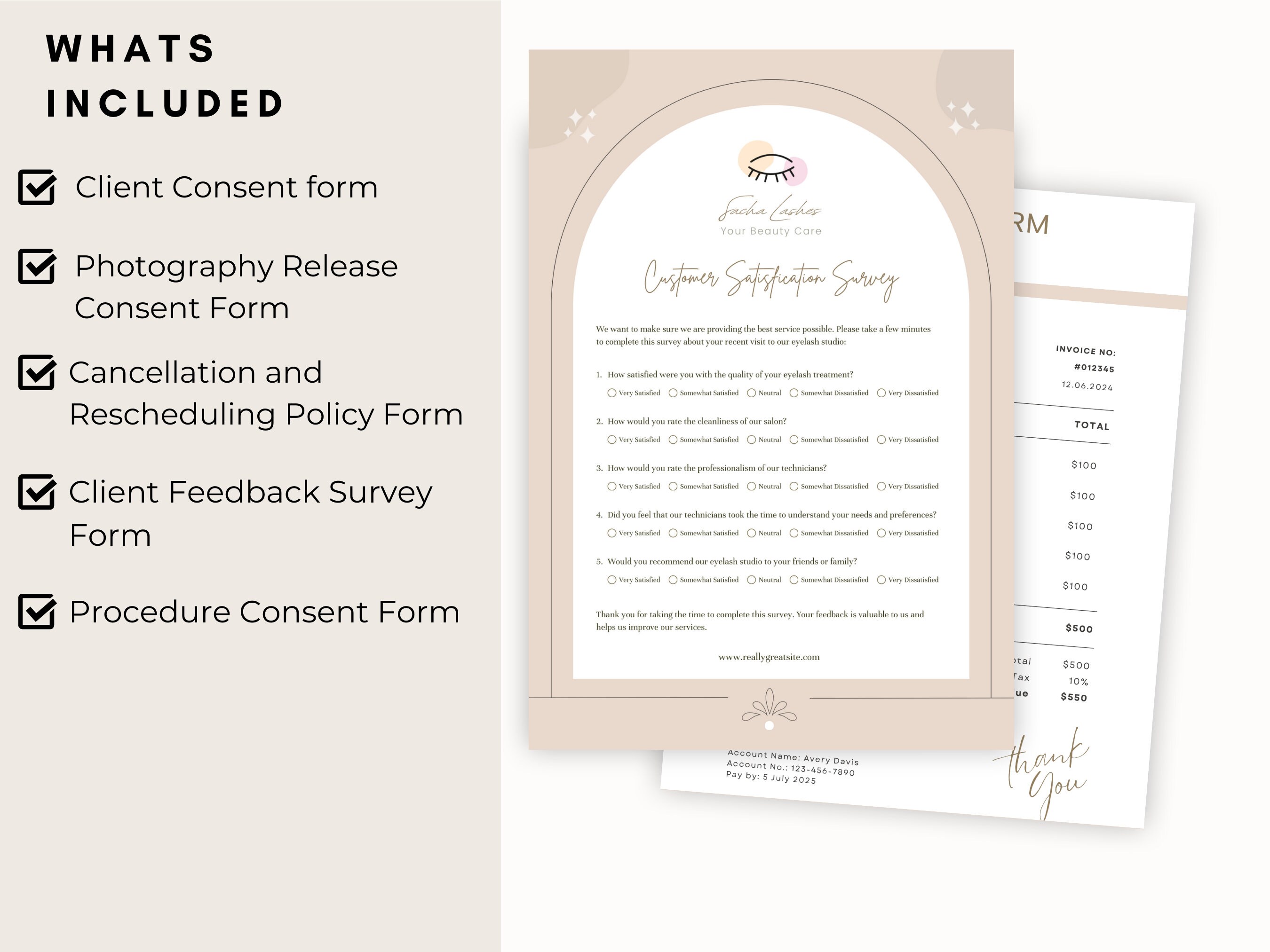Printable Eyelash Extension Forms, Editable Lash Templates (digital ...