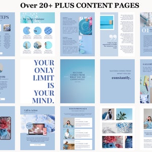 Blue Ebook Template Theme, PLR Light Blue Ebook Canva Template, Lead Magnet, Resell Rights, PLR ...