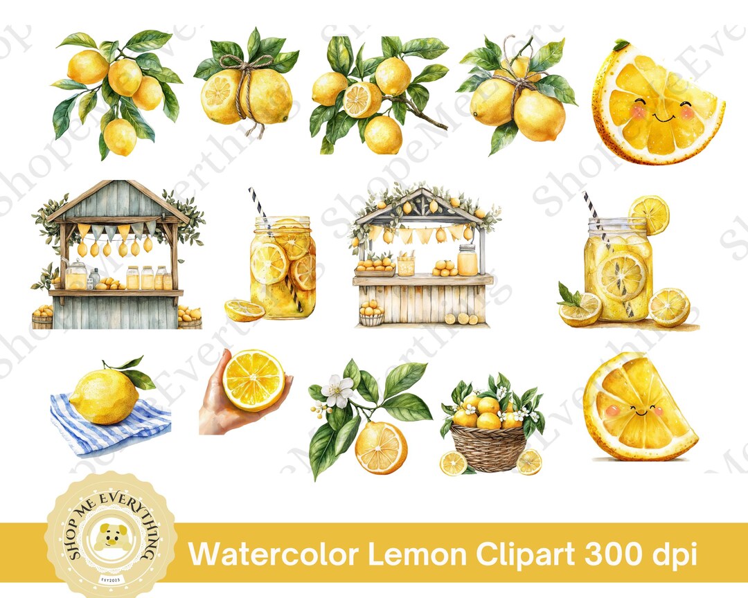 Watercolor Lemon Clipart, Summer Lemon PNG, Lemon Png Clipart, Digital ...