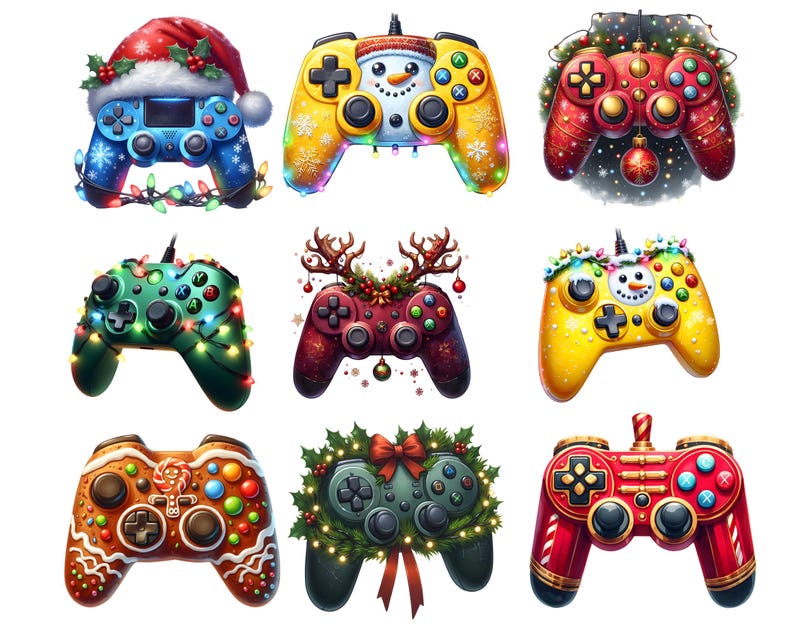 Christmas Game Controller PNG, Game Controller Png Bundle, Kids Game ...