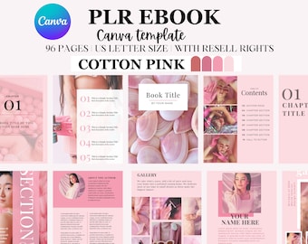 PLR Ebook Template Pink Theme, PLR Canva Template, PLR Ebook, Plr Digital Product, Commercial ...