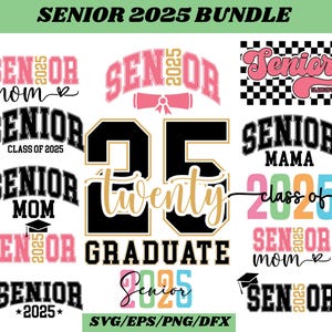 Senior 2025 SVG Bundle for Cricut, Graduation Cap PNG, Class of 2025 ...