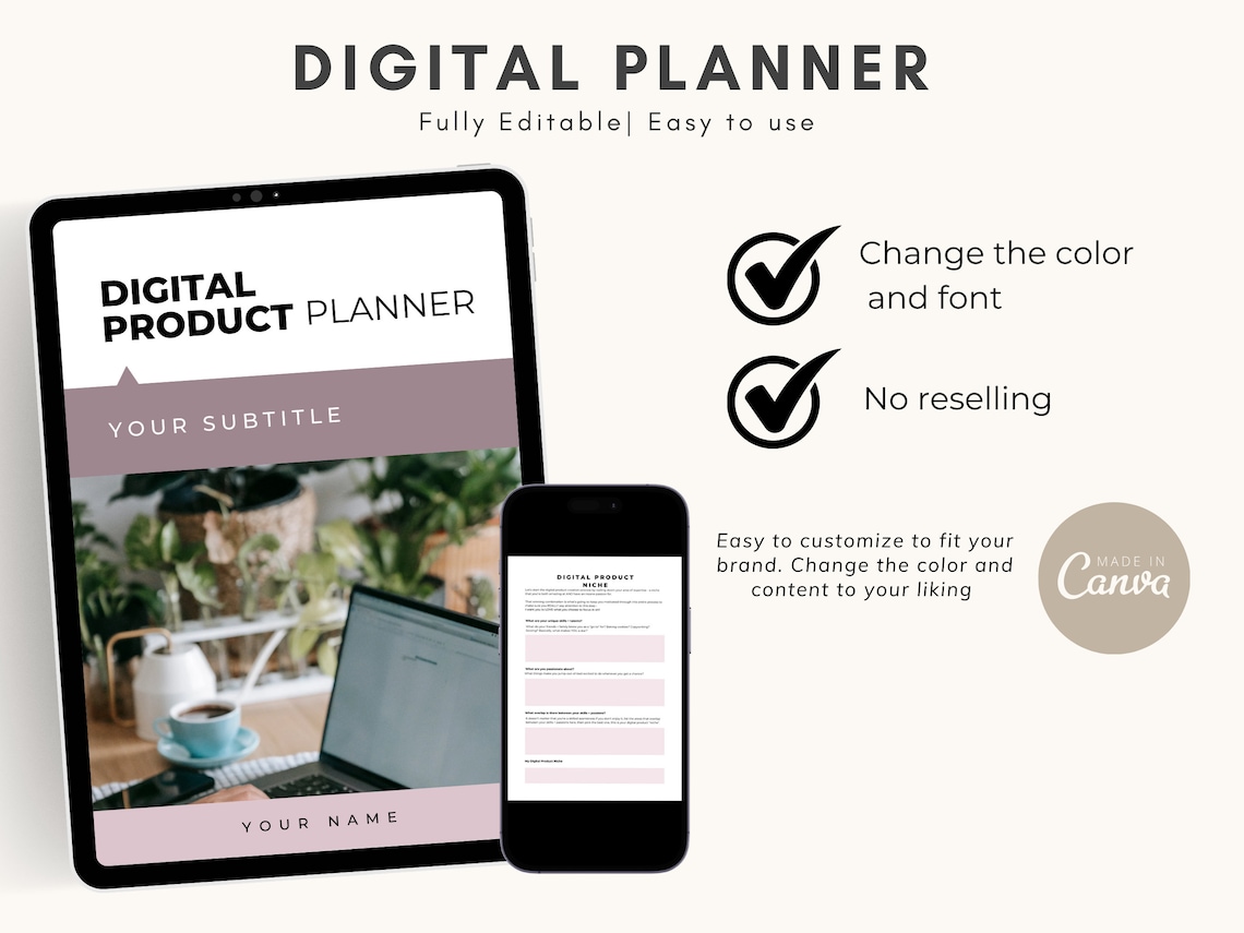 Printable Digital Product Planner Template, Done for You Digital ...