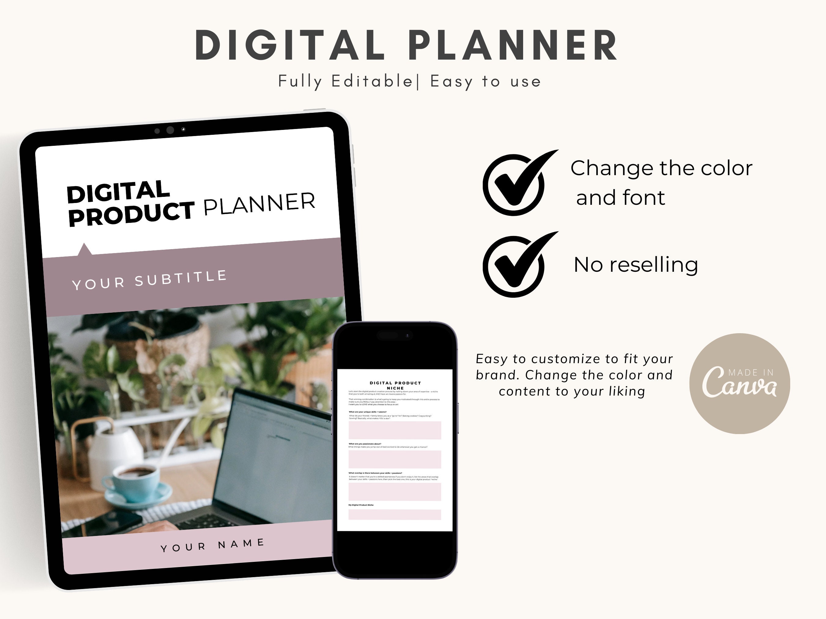 Printable Digital Product Planner Template, Done for You Digital ...