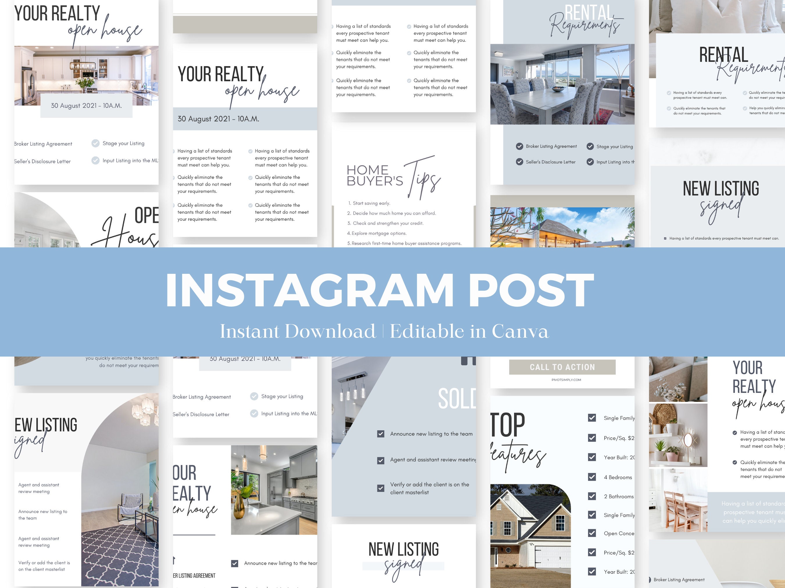 Aesthetic Real Estate Instagram Templates, Real Estate Templates, Real ...