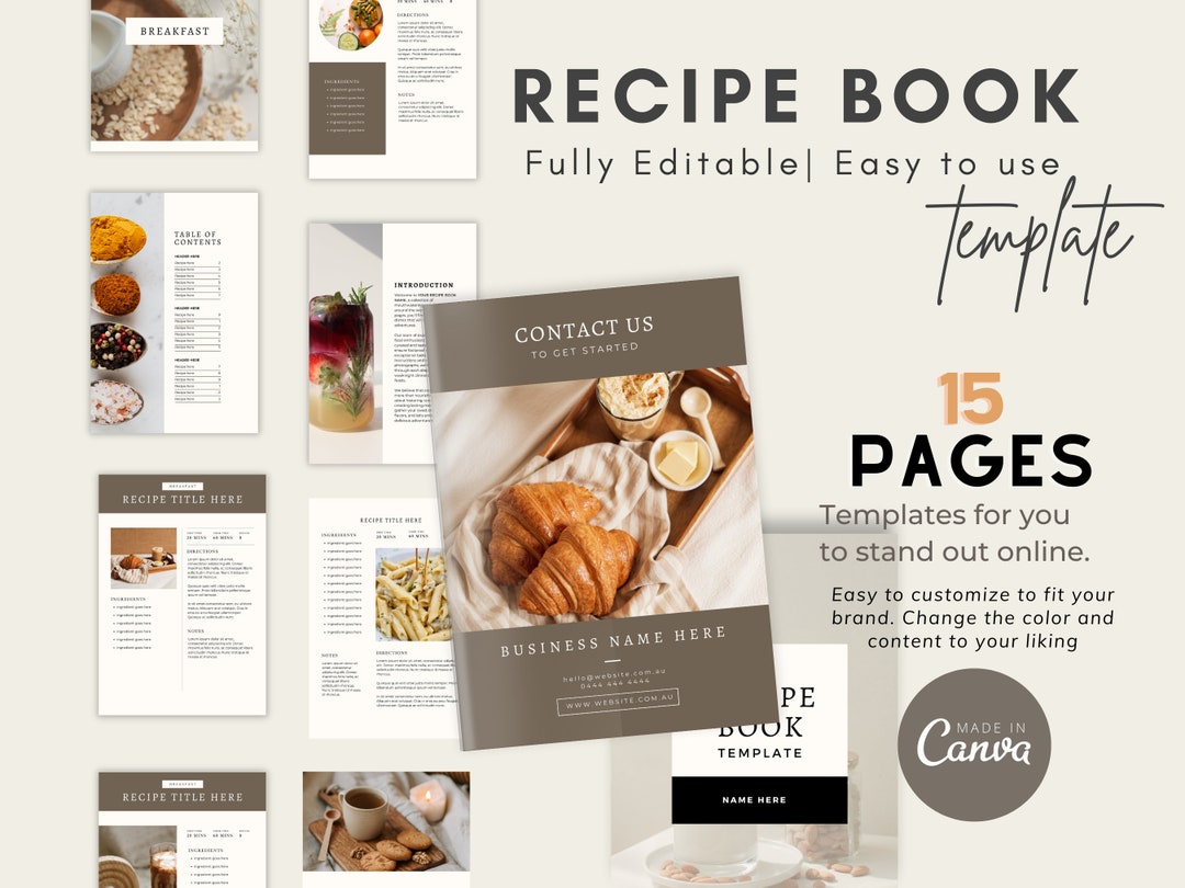 Cookbook Template | Recipe Book Template | Editable Canva Ebook ...