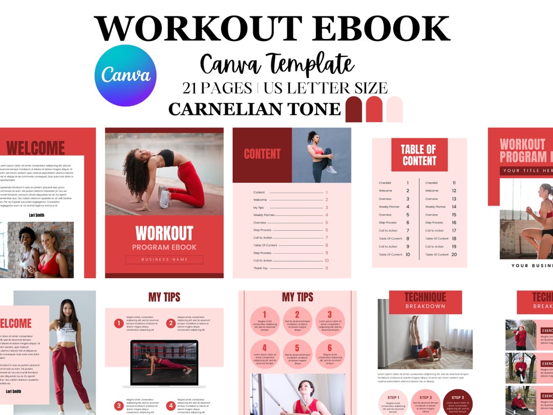 Canva Ebook Template, Citrine Workout Canva Ebook Template, Ebook ...