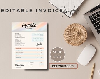 Invoice Template Editable, Small Business Custom Order Form Printable ...