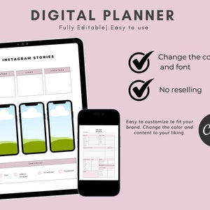 Editable Pink Marketing Canva Planner Template, Marketing Canva Planner ...