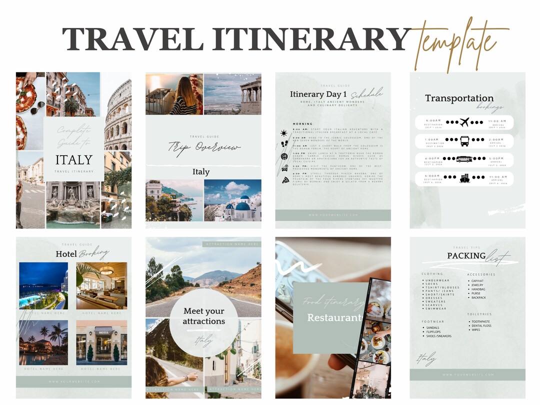 Editable Travel Itinerary Template | Canva Printable (digital Download ...