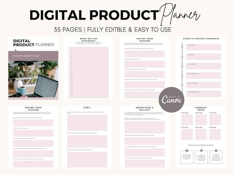 Printable Digital Product Planner Template, Done for You Digital ...