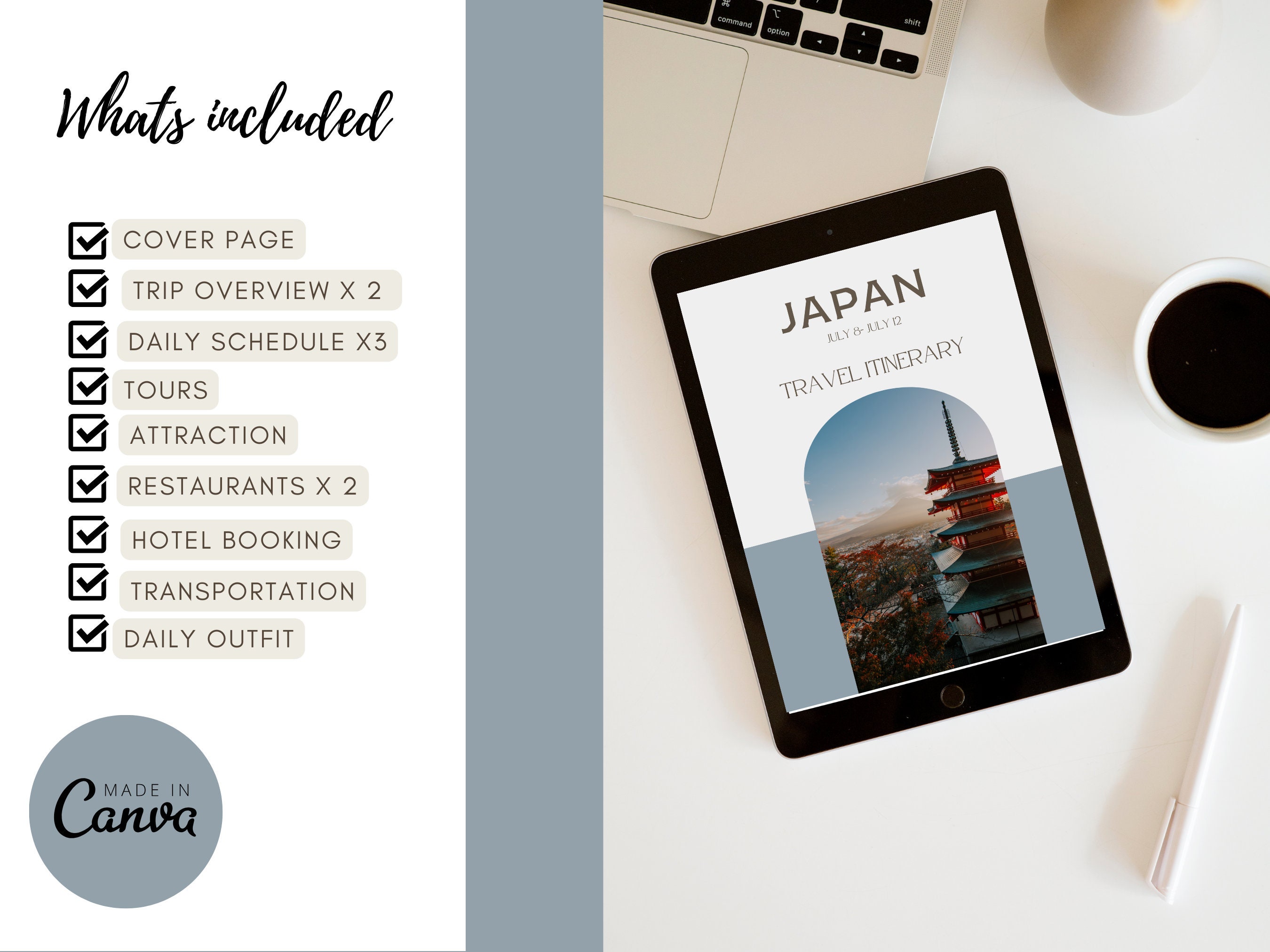 Japan Editable Travel Itinerary Template, Trip Itinerary, Printable ...