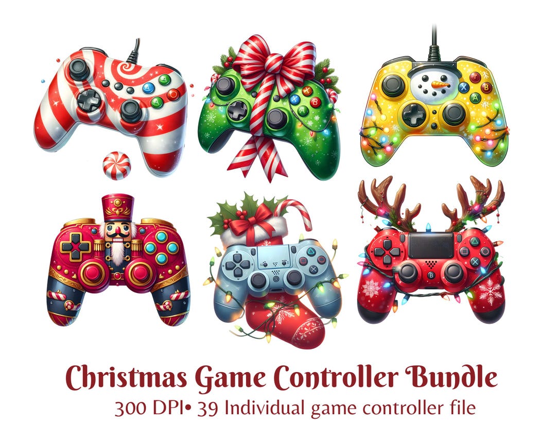 Christmas Game Controller PNG, Game Controller Png Bundle, Kids Game ...