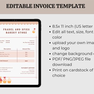 Cake Invoice Template Editable, Bakery Order Form, Small Business ...