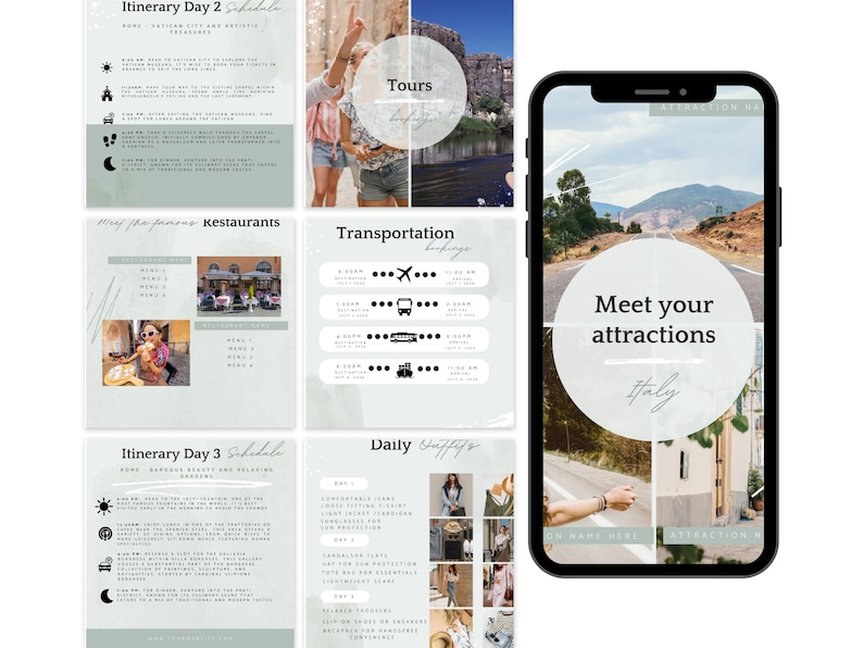 Editable Travel Itinerary Template | Canva Printable (digital Download ...
