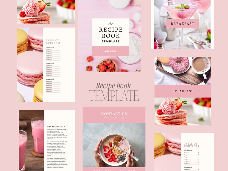 Canva Cookbook Template | Pink Recipe Book Template | Editable Canva ...
