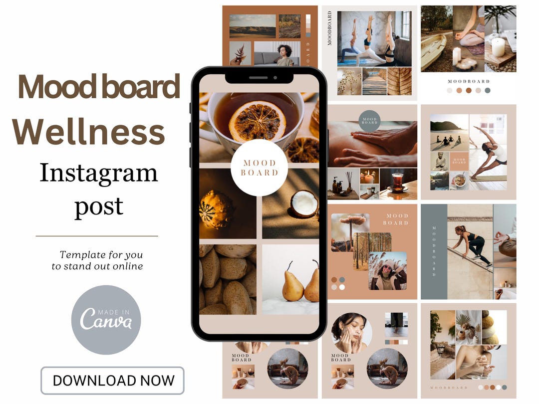 Wellness Canva Mood Board ,wellness Vision Board Templates, Editable ...